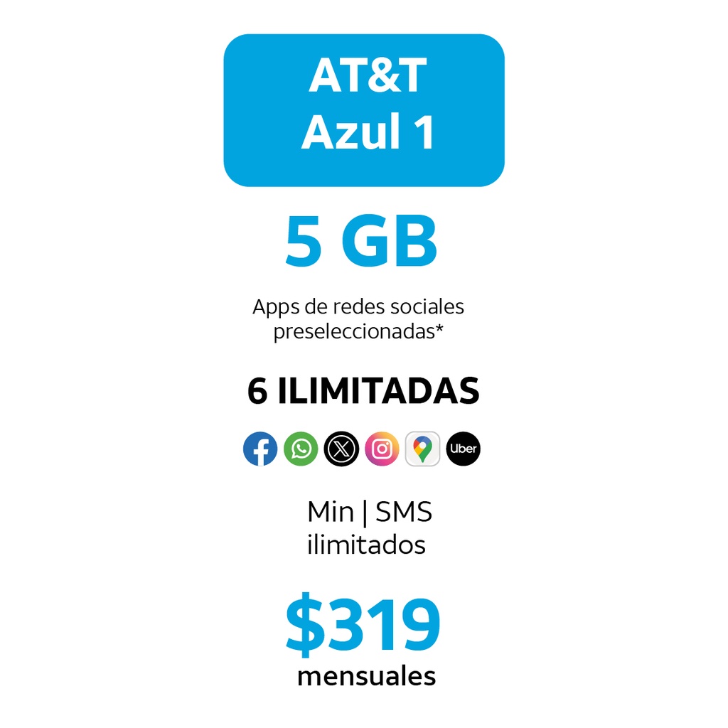 AT&T Azul 1 4GB (Servicio) | Venta CELLINK